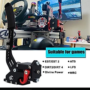 Obokidly Upgrade 2-IN-1 USB Handbrake Support G27/G29/G920 Compatible With PS4/PS5 + PC For Simracing Game Sim Rig With Clamp (Support G29 With Clamp, Black)