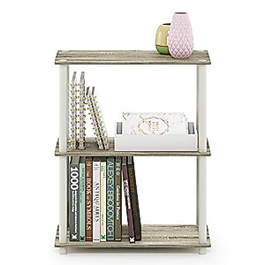 Furinno Turn-N-Tube 3-Tier Compact Multipurpose Shelf Display Rack, Sonoma Oak/White