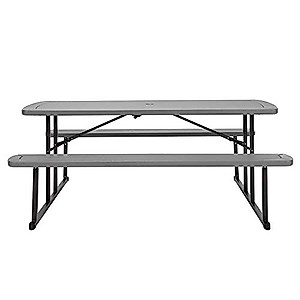 Cosco Outdoor Living 87902DGR1E 6 ft. Folding Blow Mold, Dark Wood Grain with Gray Legs Picnic Table