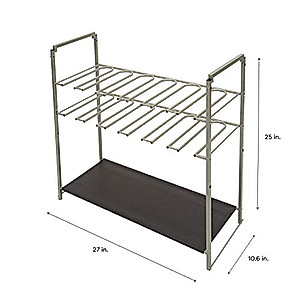 Organize It All 6 Pair Boot Rack | Dimensions: 27.76 x 10.63 x 25.12 | Stackable | Space Saving | Closet Storage |Durable| Sliver | Brown