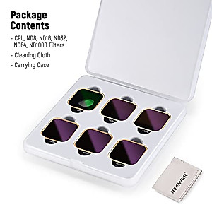 NEEWER ND Filter Set Compatible with GoPro Hero 12 11 10 9 Black, 6 Pack (CPL/ND8/ND16/ND32/ND64/ND1000) Hero 9 10 11 Action Camera Accessory Neutral Density Polarizer Lens Filter (Gold Frame)
