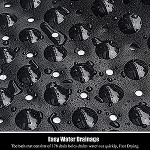 Large Non Slip Bathtub Mat, Extra Long Bath Mat for Tub, 40 x 16 Inch, Machine Washable Shower Mats with Suction Cups and Drain Holes, Bath Tub Mats for Bathroom Non Slip, Black