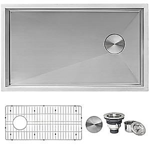 Ruvati 30-inch Slope Bottom Offset Drain Undermount Kitchen Sink Single Bowl - RVH7480