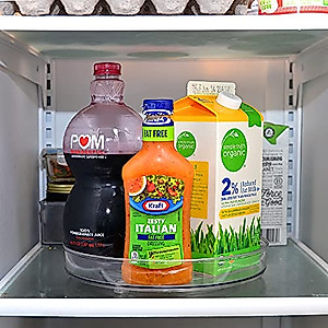 Lazy Susan Rotating Kitchen Turntable Food Storage Spinning Organizer Container for Countertop, Cabinet, Pantry, Fridge, Cupboard, Vanity, Office, Baking Supplies, Spices, Condiments - 10.5" Clear