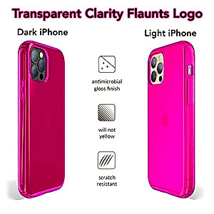 NYCPrimeTech iPhone 12 Pro Max Case/Slim and Soft Transparent Neon Pink Cover with Bumper Edge for iPhone 12 Pro Max/Cute Flexible & Stylish Protection for iPhone 12 Pro Max// 6.7" (Hot Pink)