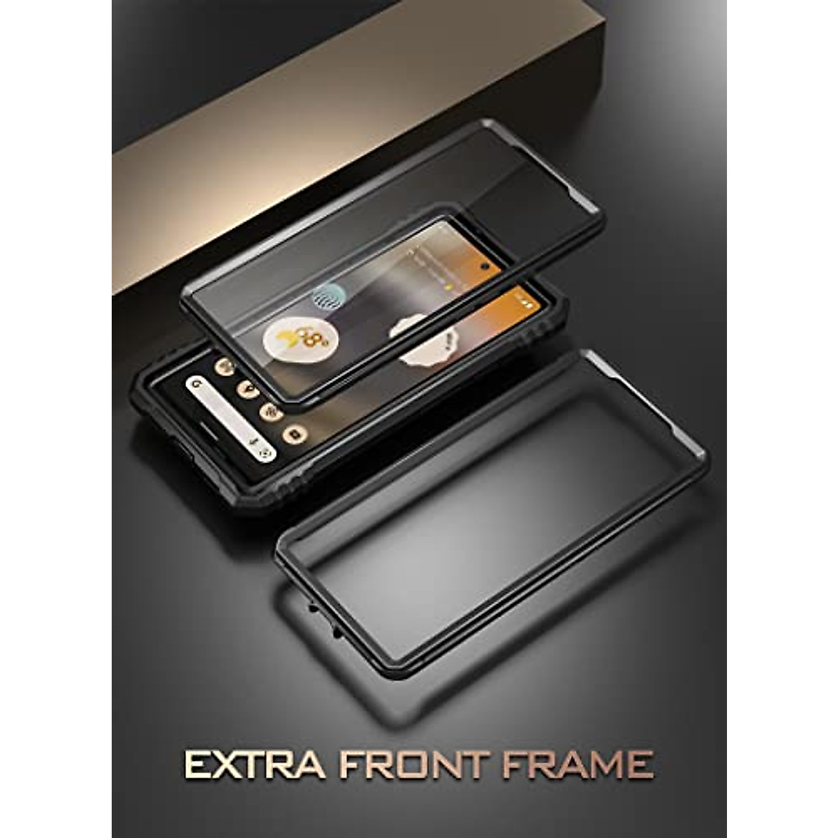 Poetic Revolution Series Case Compatible with Pixel 6A 5G, Built-in Screen Protector Work with Fingerprint ID, Full Body Rugged Shockproof Protective Cover Case with Kickstand, Black