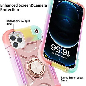 MARKILL Compatible with iPhone 12 Pro Max Case 6.7 Inch with Ring Stand, Military Grade Drop Protection Full Body Rugged Heavy Duty Cover for iPhone 12 Pro Max. (Rainbow Pink)