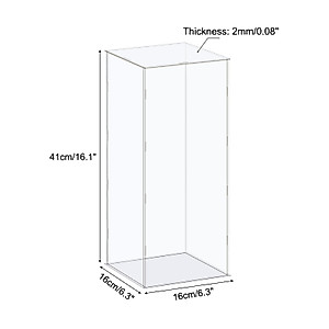 MECCANIXITY Acrylic Display Case Box Clear Dustproof Protection Showcase 6.3x6.3x16.1 Inch for Collectibles Display