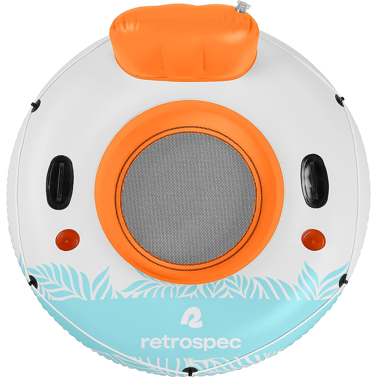 ﻿﻿Retrospec Weekender Float River Tube for Lakes, Rivers, and Pools ﻿with 2 Cup Holders, Built-in Backrest and Wrap Around Grab Rope for Easy Transport - Creamsicle - 48” Inflated - 53” Deflated﻿