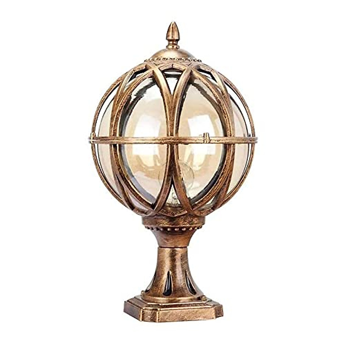 CZLZY European Style E27 Post Light Creative Spherical Aluminum Outdoor Pillar Lamp Glass Lampshade Waterproof IP44 Villa Garden Wall Column Light Lawn Decoration Landscape Light