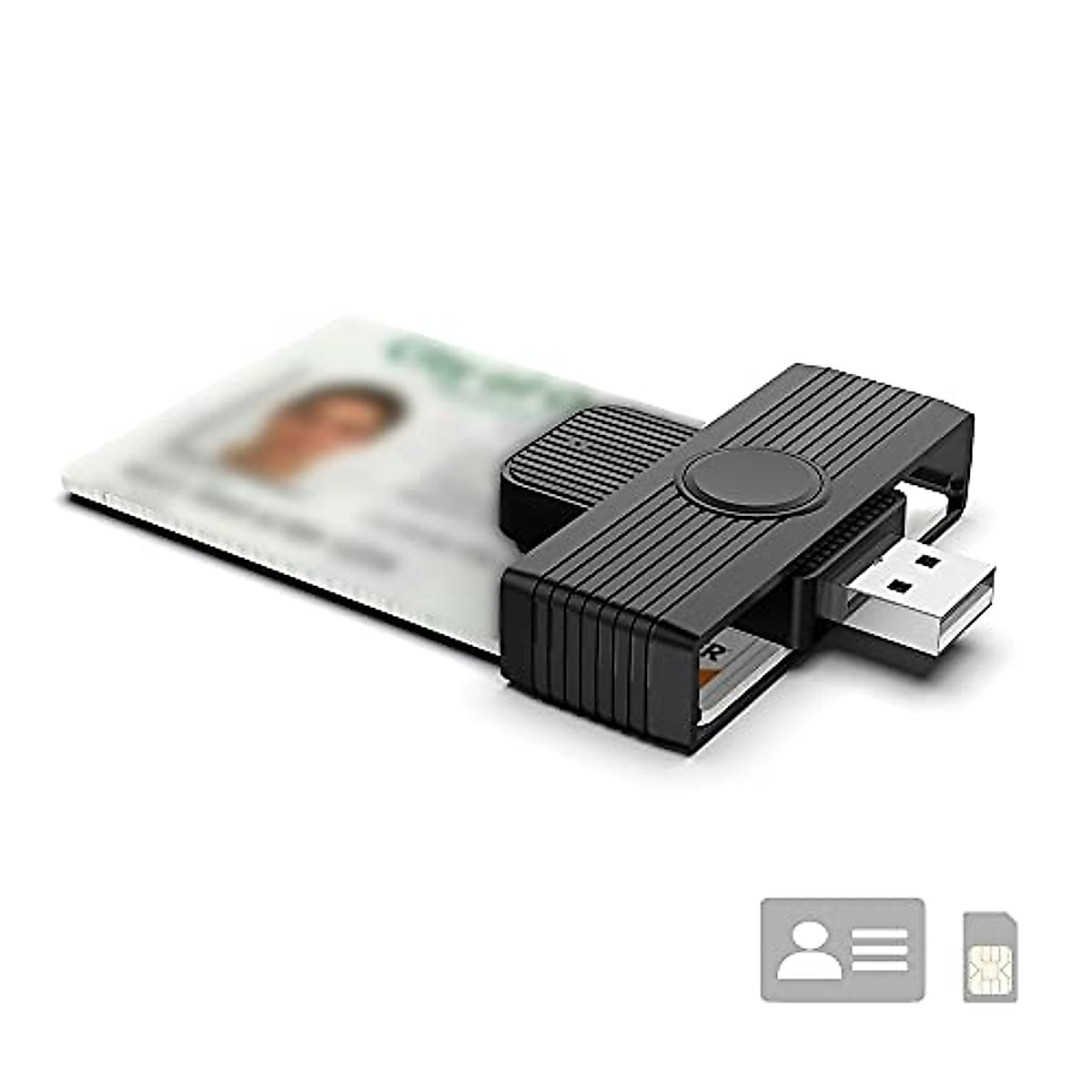 MTAKYI Portable USB CAC Smart Card Reader,DOD Military Common Access Card Adapter（CAC/Electronic ID Card/IC Bank/Health Insurance Card Compatible with Windows XP/Vista /7/8/11, Mac OS