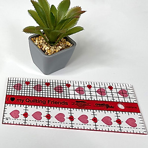 Creative Grids I Love My Quilt Friends Mini Quilt Ruler 2-1/2in x 6in - CGRQF26
