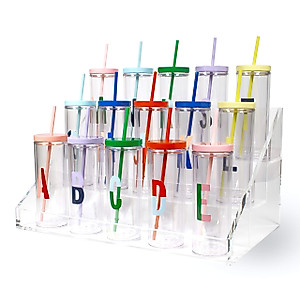 Kate Spade New York Insulated Initial Tumbler with Reusable Straw, 20 Ounce Acrylic Travel Cup with Lid, B (purple)