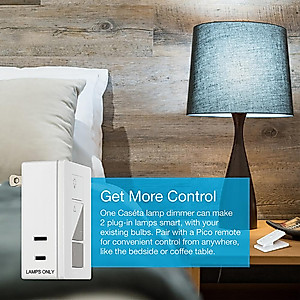 Lutron Caséta Wireless Single-Pole/3-Way Smart Lighting Lamp Dimmer and Remote Kit | P-PKG1P-WH | White