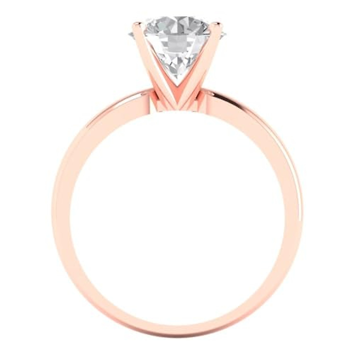 Clara Pucci 2.0 ct Round Cut Solitaire Moissanite Engagement Wedding Bridal Promise Anniversary Ring in 18K Rose Gold Size 8.75