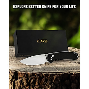 CJRB Folding Knife Pyrite (J1925) AR-RPM9 Blade and G10 Handle EDC Pocket Knife with Clip Black