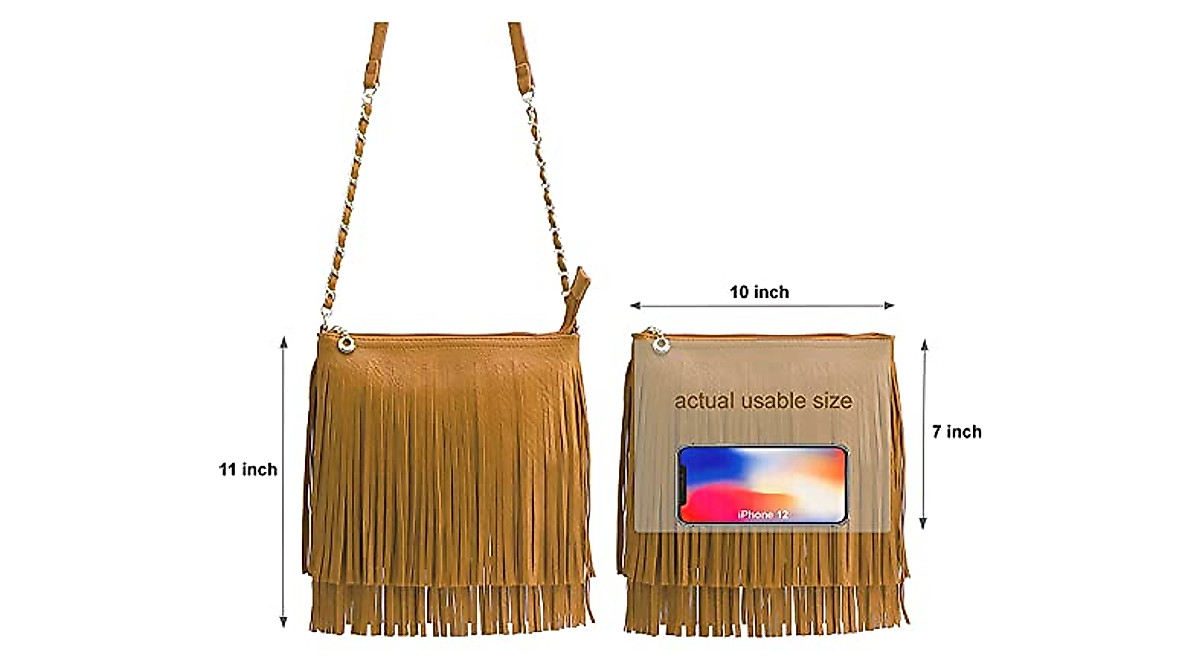 Solene Fringe Crossbody Bag - Trendy Mustard Purse