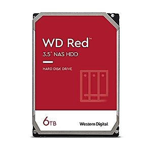 Western Digital 6TB WD Red NAS Internal Hard Drive HDD - 5400 RPM, SATA 6 Gb/s, SMR, 256MB Cache, 3.5" - WD60EFAX