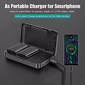 JYJZPB LP-E6N LP-E6 Battery Charger Case, 2 Pack LP-E6N Batteries fit for Canon 5D Mark II, III, 5D Mark IV, 5DS, 5DS R, 60D, 6D Mark II, 7D, 7D Mark II, 70D, 80D Digital Cameras