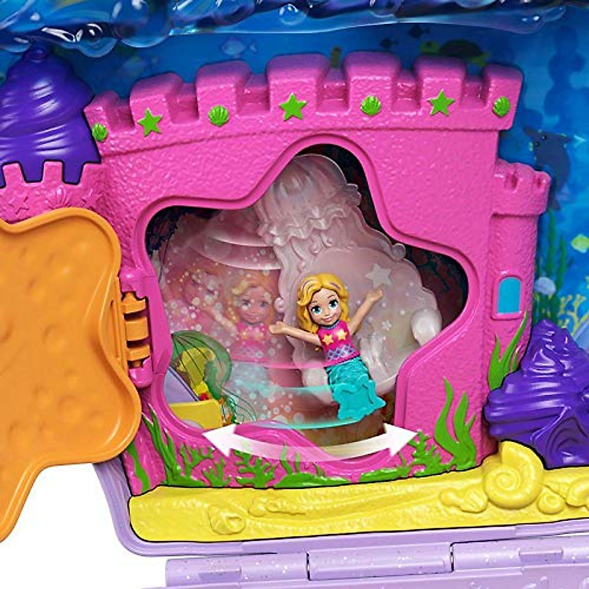 Polly Pocket Travel Toy with Micro Dolls & Accessories, Mermaid 2-in-1 Seashell Purse Playset (Amazon Exclusive)