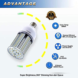 DJDTDTY 30W/60W/80W/100W/120W/150W LED Corn Light Bulb, E26 E27 Base LED Corn Lamp, 4000 Lumen 5000K Daylight 110V~277V Corn Cob Light Bulb for Indoor Outdoor (watts, 30.00)