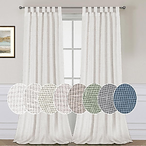 H.VERSAILTEX Elegant Natural Linen Blended Energy Efficient Light Filtering Curtains / Tab Top Curtains Off White Window Treatments Panels / Drapes for Livingroom (Set of 2, 52in x 96in)