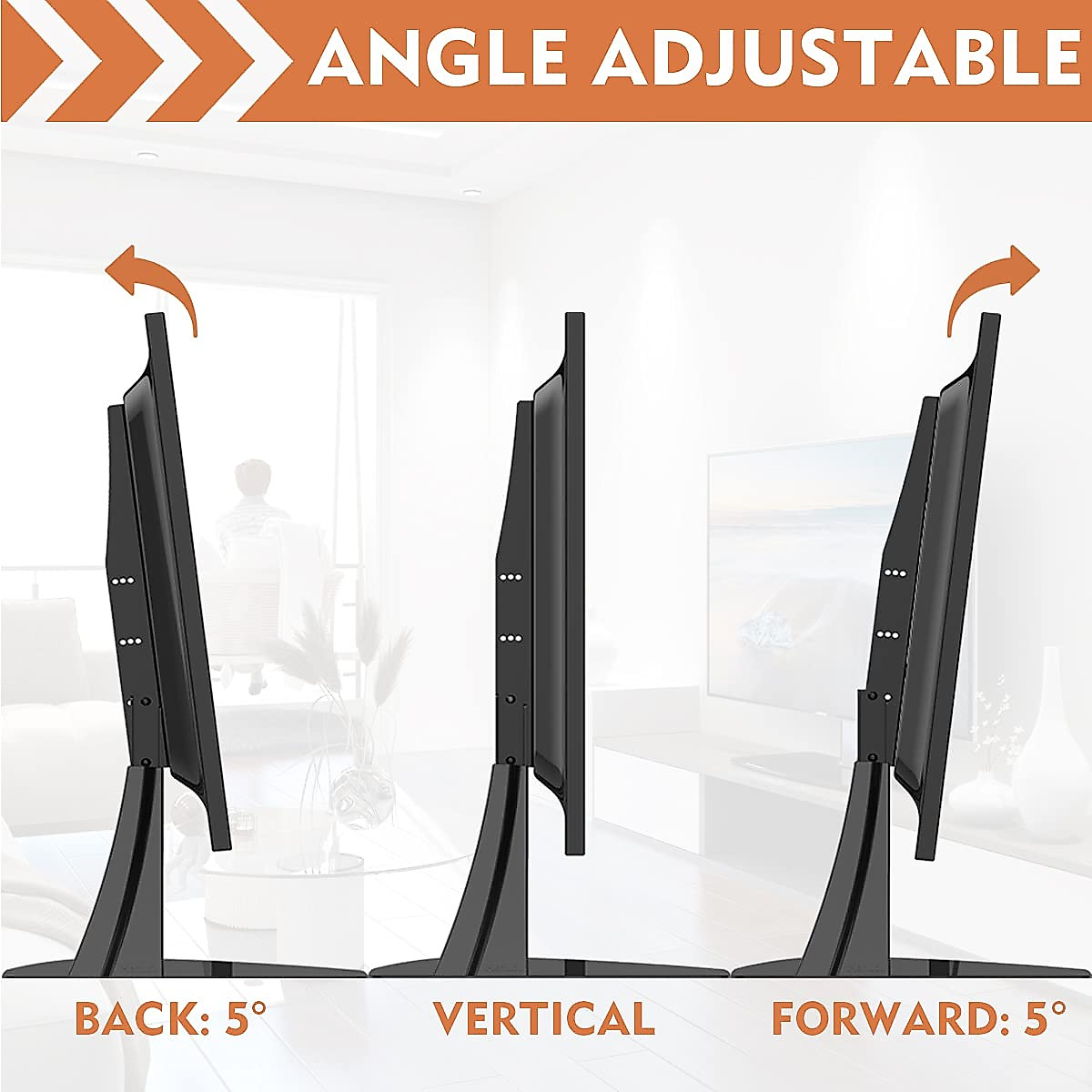 Hemudu Universal Table Top TV Stand Base TV Legs with Height Adjustment fits Most 27-55 Inch LCD LED Flat Screen TVs, Max VESA 800x400 mm, TV Feet Mount Holds up to 125 lbs, Black