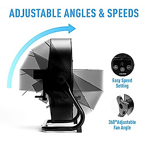 MANUSAGE 12'' High-Speed Fan - Quick Installation, Floor-Standing or Wall-Mounted, Dual Current Mode, 9-Speed for USB/Power Bank - Ideal for Home, Bedroom, Travel, Camping, Garage Use black