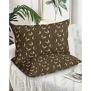 Edwiinsa Farmhouse Rooster Pillow Covers King Standard Set of 2 20x36 Bed Pillow, Rustic Farm Animals Filling Brown Plush Soft Comfort for Hair/Skin Cooling Pillowcases with Envelop Closure