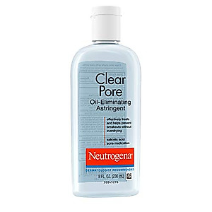 Neutrogena Clear Pore Oil-Eliminating Astringent with Salicylic Acid, Pore Clearing Treatment for Acne-Prone Skin, 8 fl. oz (Pack of 2)