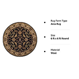 SAFAVIEH Heritage Collection 6' Round Black / Beige HG628B Handmade Traditional Oriental Premium Wool Area Rug