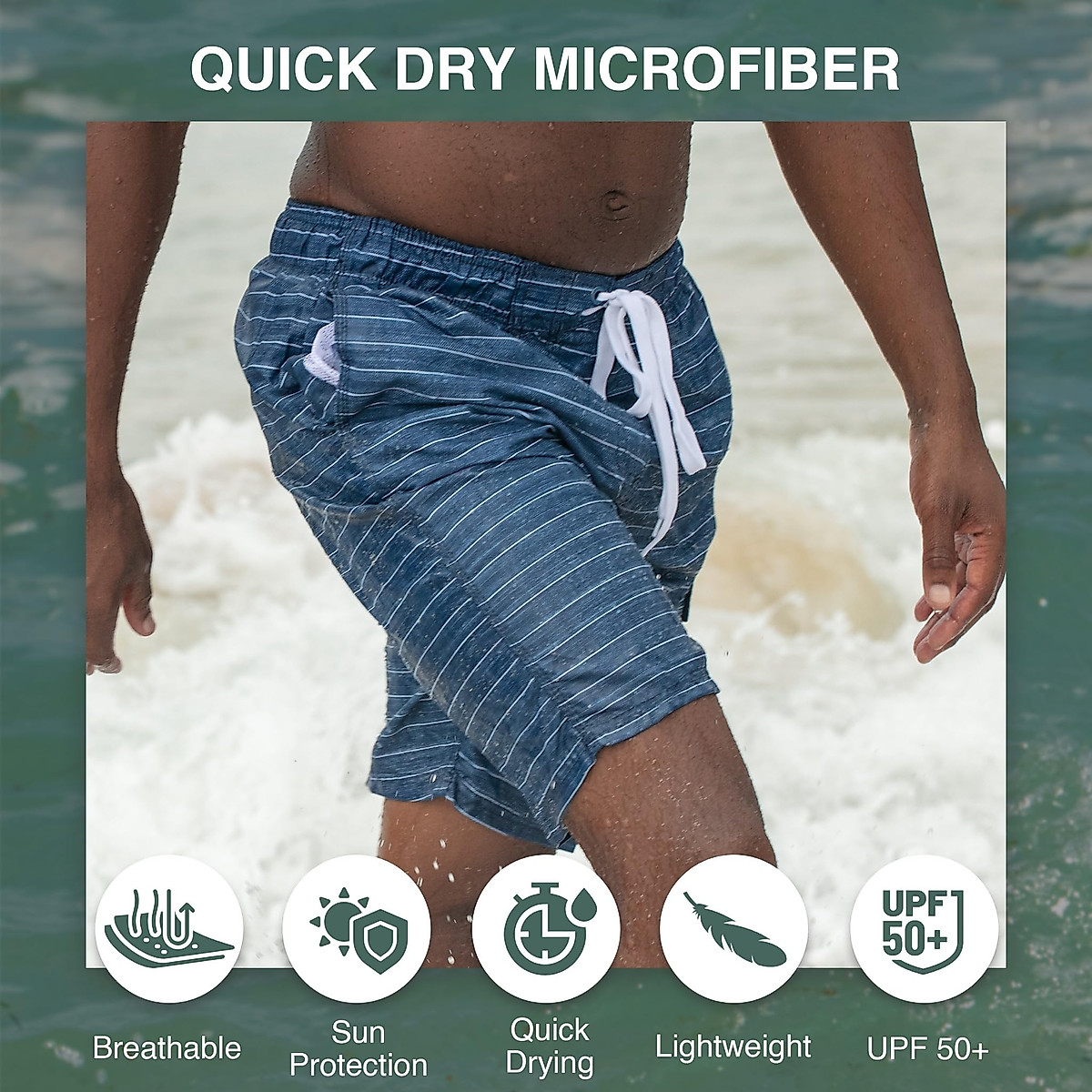 Kanu Surf Men's Flex Swim Trunks (Regular & Extended Sizes), Line Up Navy, Small