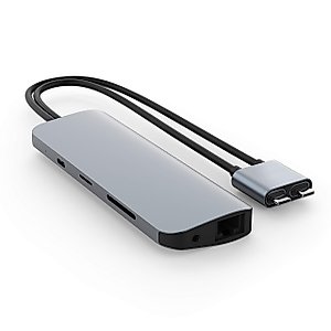 HyperDrive 10-in-2 USB C Dock, Dual Monitor HDMI 4K@60Hz, 60W USBC Power Delivery, Gigabit Ethernet, USB-C Hub Adapter for MacBook Pro with M1 Pro/Max 2021, MacBook Pro 2016-2019, MacBook Air, Gray