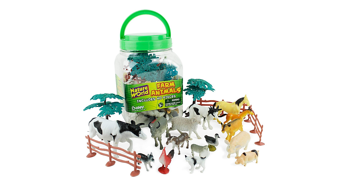 Boley Farm Animal Toy Bucket: 40-Pc Educational Playset