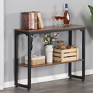 Console Table with Power Outlet, Narrow Table Sofa Table Side Table with Storage Shelves, Entrance Table for Entryway, Hallway, Behind Couch, Living Room, Foyer, Corridor, Front Hall, Kitchen