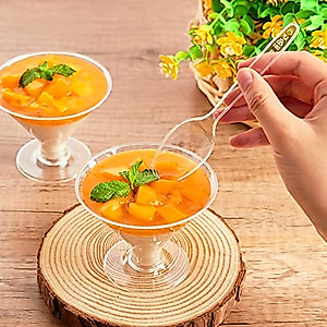 Zezzxu 40 Pack Plastic Martini Glasses - 5 oz Disposable Dessert Cups with Spoons Reusable Cocktail Glasses for Party Champagne, Parfait, Ice Cream, Pudding and Trifle