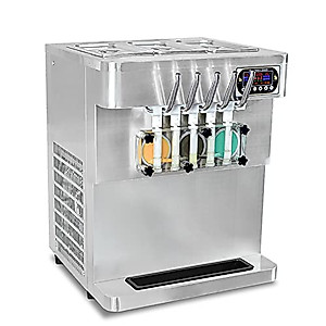 Kolice Commercial 5 Flavors Soft Ice Cream Machine, 3+2 Mixed Flavors Gelato Ice Cream Maker-ETL Certificate, Upper Tanks Refrigerated, Full Transparent Dispenser Set