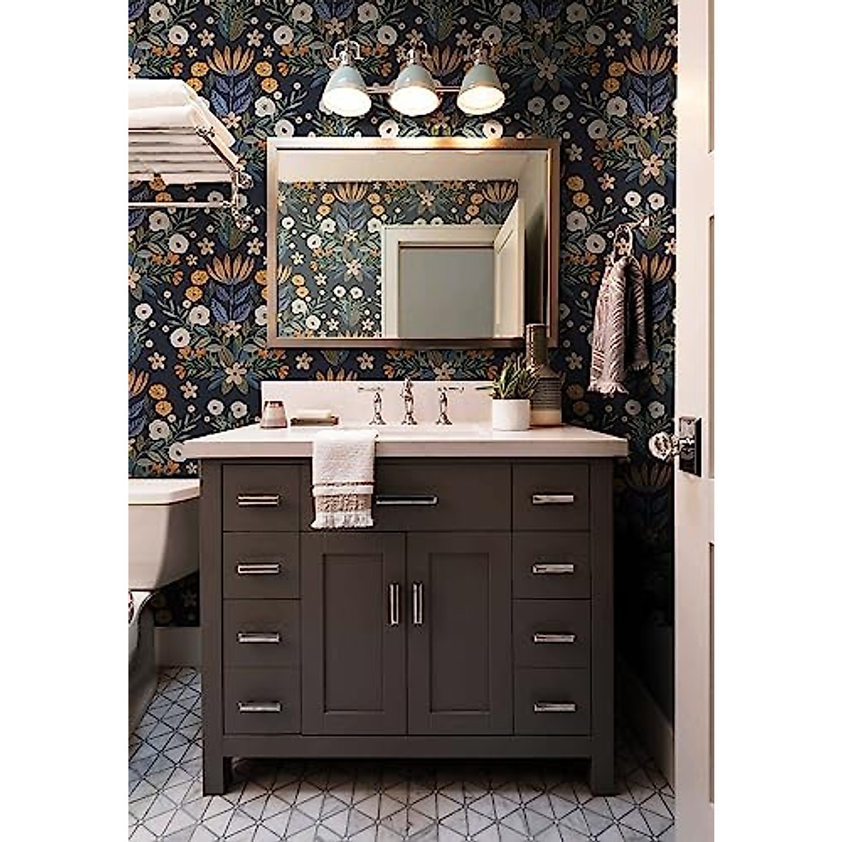 Floralplus Peel and Stick Wallpaper Boho Removable Wallpaper Boho Wallpaper Peel and Stick Leaf Floral Wallpaper for Renter Wall Decor Vinyl Forest Wallpaper 118 * 17.7in