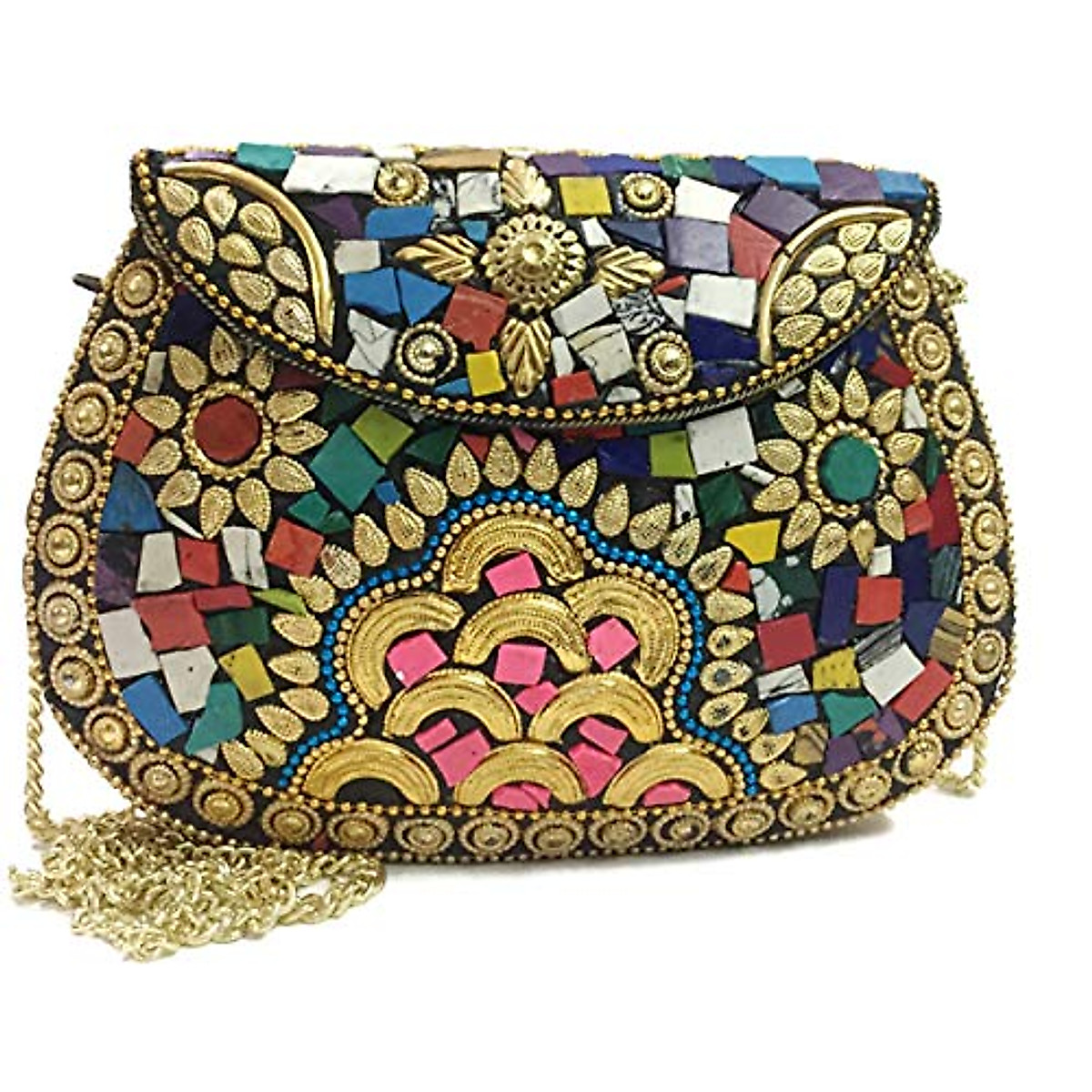 Multi color metal mosaic clutch Wallet purse party bag for women Wedding Box Clutch for Women