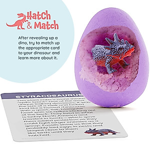 Dino Easter Egg Bath Bombs for Kids - Kid Baths Bomb with Surprise Inside - Easter Basket Stuffers - Dinosaur Toys Gift for Boys and Girls Ages 6 7 8 Years Old Gifts - Fun Educational Toy Fizzy