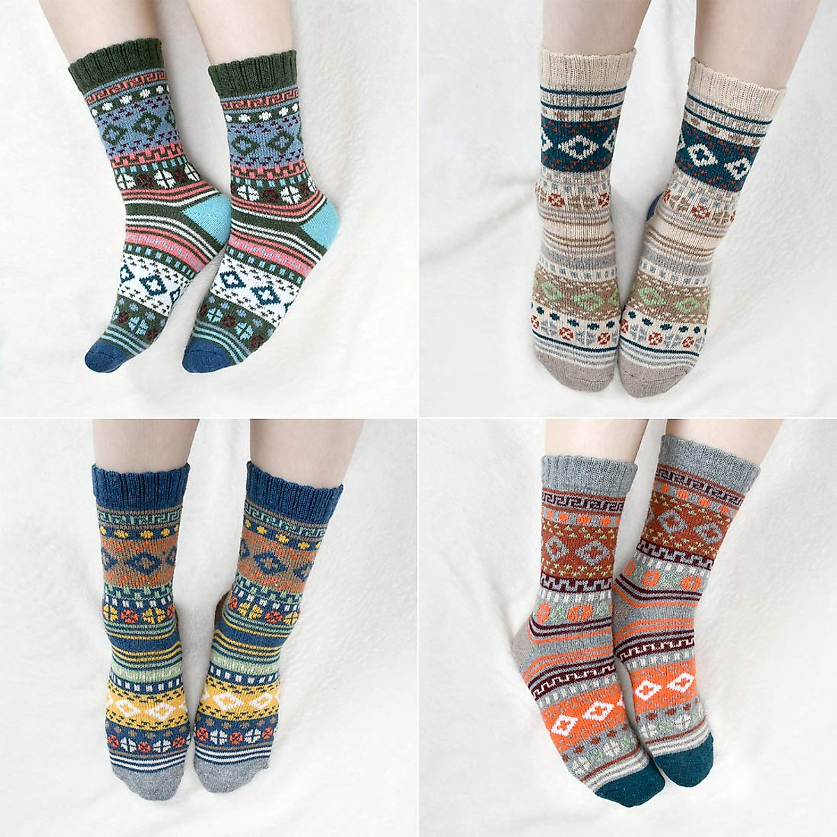 Womens Socks Winter Wool Socks Cozy Knit Warm Winter Socks for mountain climbing, Skiing and Christmas Gifts