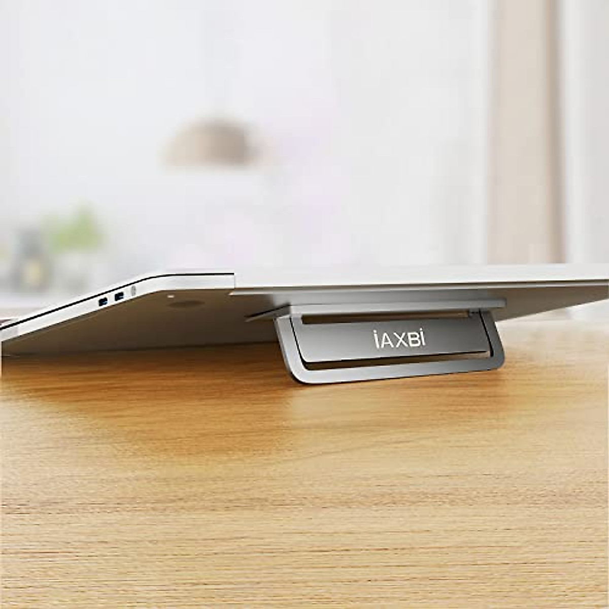 iAXBi Laptop Kick Stand, Adjustable Foldable Aluminum Computer Feet Holder Fixed Bracket Portable Slim Strong for Desk,Compatible with MacBook Air Pro,HP,Lenovo,Dell,Tablets (Silver)