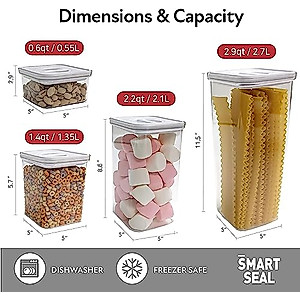 Neoflam Airtight Smart Seal Food Storage Container (Set of 3) | Crystal Clear Body | Modular, Stackable, Nestable Design (0.6L. Square)