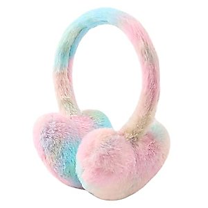 Yuoahcn Toddler Kids Winter Earmuffs Girl Warm Ear Muffs Baby Girls Plush Ear Warmers Cute Bow Ear Covers Headband 3-8Y (Rainbow Pink)