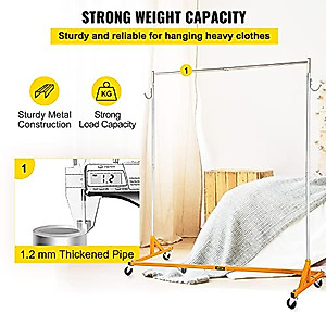 VEVOR Z Rack, 300 lbs Industrial Grade Z Base Garment Rack, 24" x 63" x 71" Height Adjustable Clothes Rack, Sturdy Steel Heavy Duty Clothing Rack w/ Lockable Casters for Home Garment Store Orange