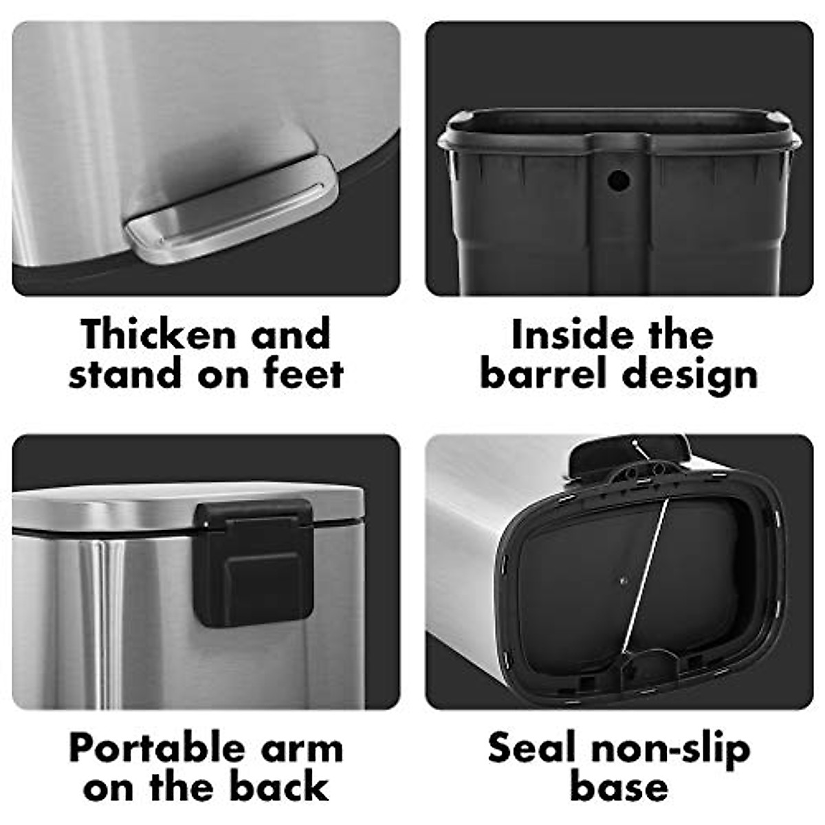 Kitchen Trash Can with Lid Step Trash Bin, 8 Gallon/ 30L Brushed Stainless Steel Fingerprint-Proof Garbage Can for Office Study Bedroom Bathroom Trash Can