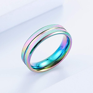 Fashion Month Mens Womens 6mm Stainless Steel Channel Set White Matte Finish Wedding Engagement Band Rose Gold Ring Size 11