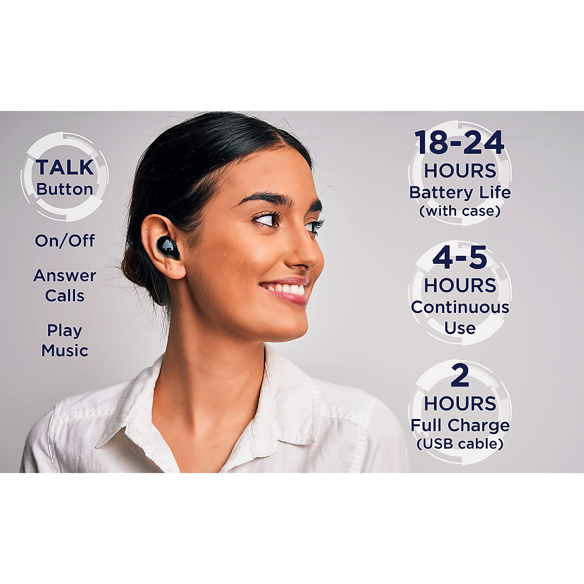 Sabertooth VLT450 Smart Voice Language Translator Single Ear Bud with Direct Talk Software to Complete Seamless Voice Language Translation, Translates up to 60 Languages, Compatible with IOS & Android