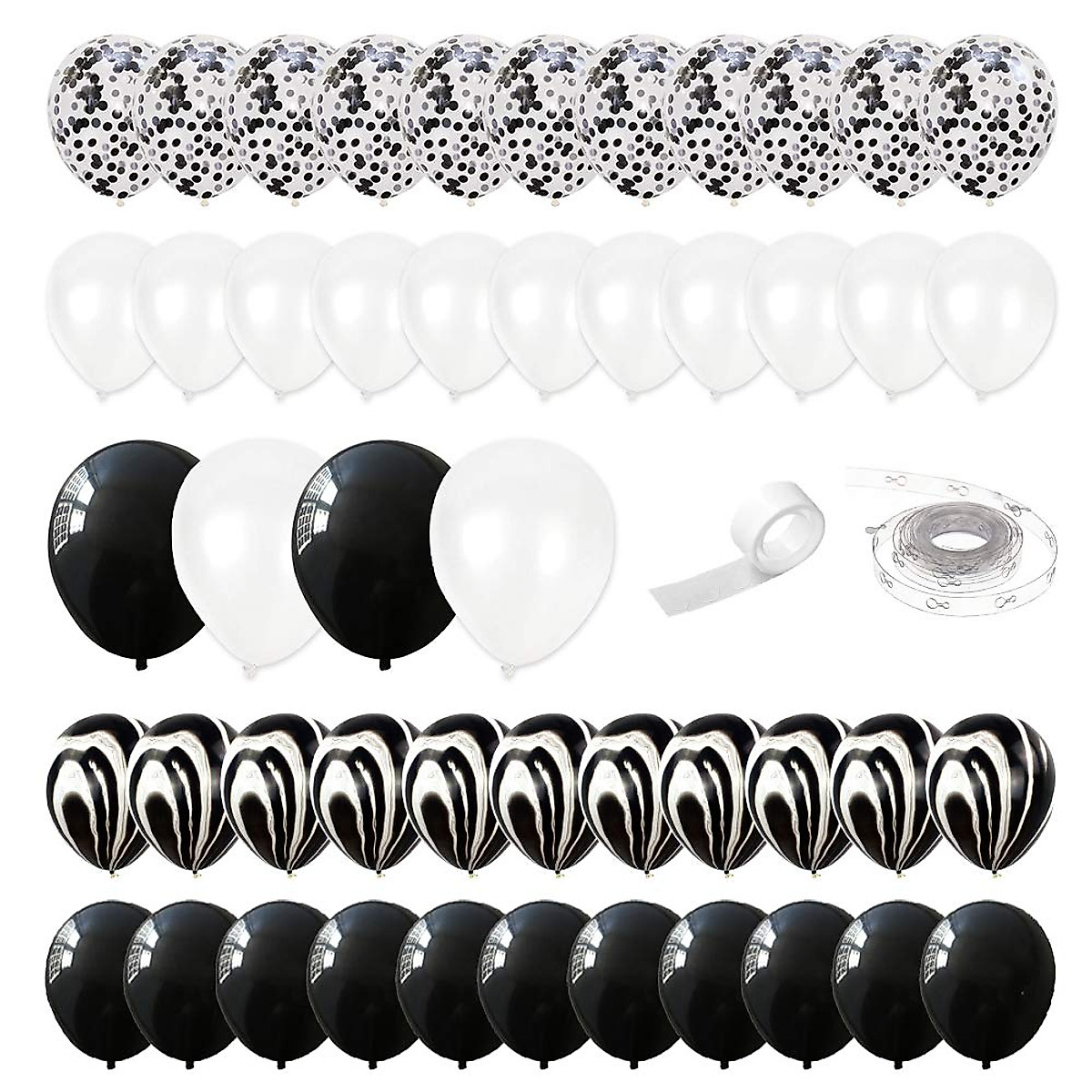 Elecrainbow 120 Pieces White & Black Balloon Arch Garland Kit for Birthday, Graduation, Anniversary, 100 Dots and Balloon Strip Included