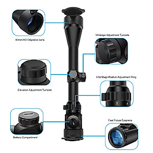 BESTSIGHT 3-9X40 Rifle Scope with Scope Rings